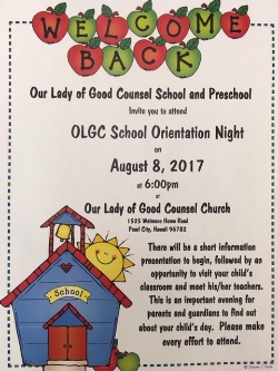 OLGC School Orientation Night | Our Lady Of Good Counsel School